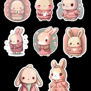 Chibi Bunny , Set of 24 Stickers, Sticker, Journal Sticker, Die Cut ...