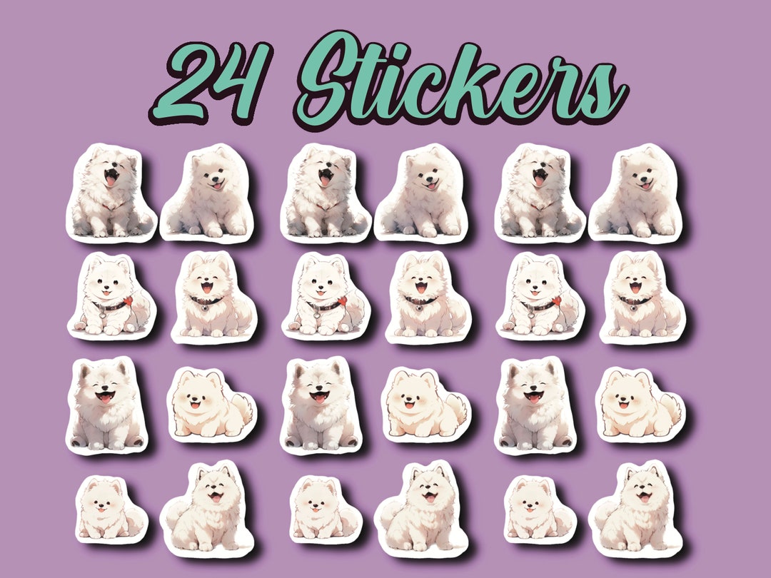 Anime Samoyed Dog Stickers, Set of 24 Stickers, Journal Sticker, Die ...