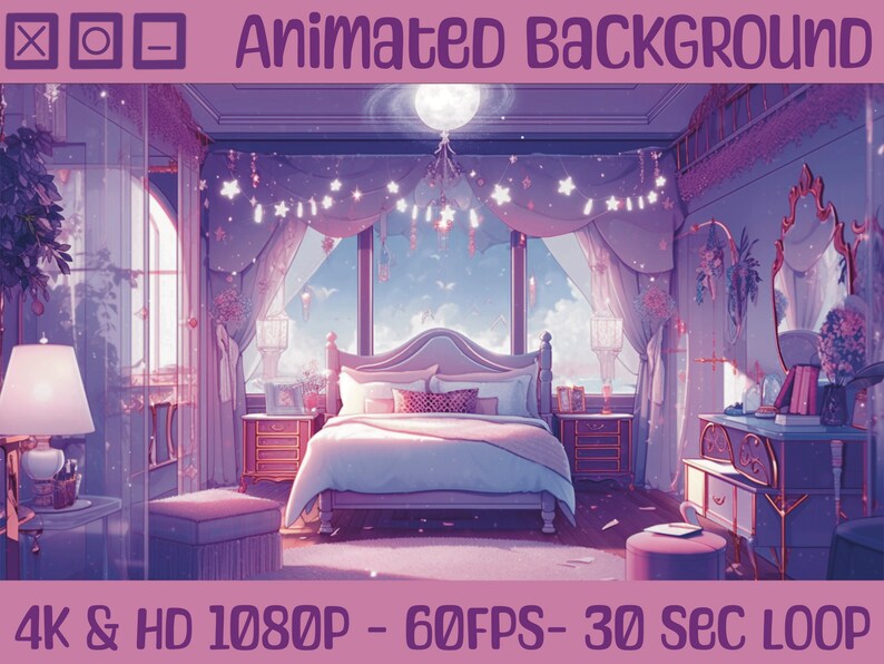 Animated Background Lofi Purple Aesthetic Magical Bedroom Vtuber ...