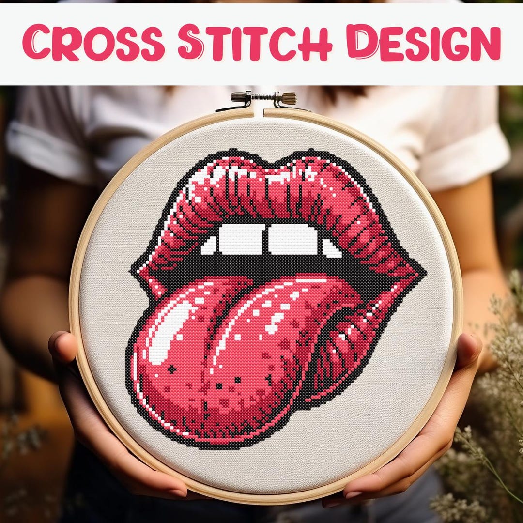 Lips Cross Stitch Pattern PDF - Digital Download - Rock & Roll Cross ...
