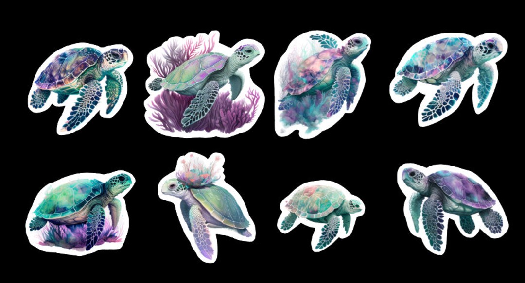 Pastel Goth Sea Turtle Stickers, Set of 24 Stickers, Sticker, Journal ...