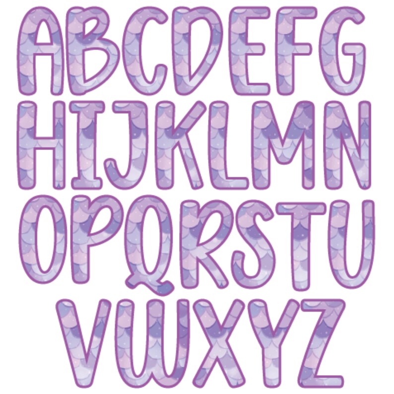 Purple Mermaid Letters PNG Little Mermaid Font SVG Alphabet - Etsy