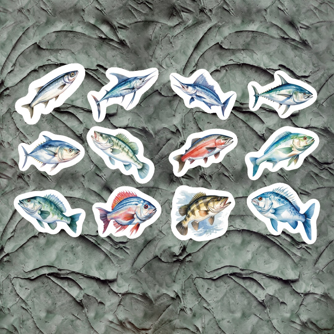 Fish Stickers, Set of 24 Stickers, Fish Stickers, Swordfish Stickers ...