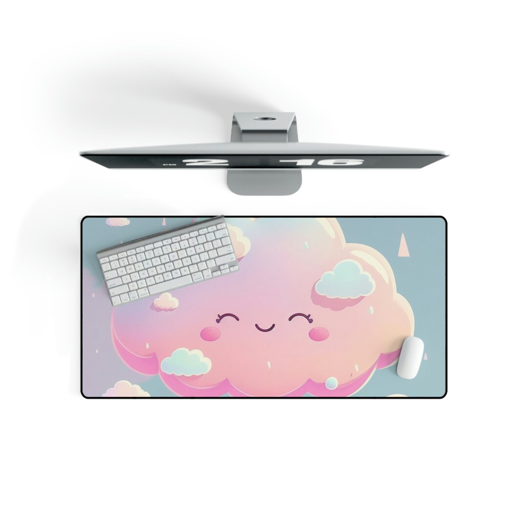 Kawaii Rain Cloud Desk Mat, Sky Desk Mat, Pastel Goth Desk Mat, Large ...