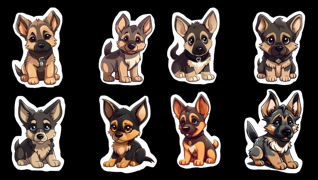 Kawaii German Shepherd Set of 24 Stickers Waterproof Sticker - Etsy