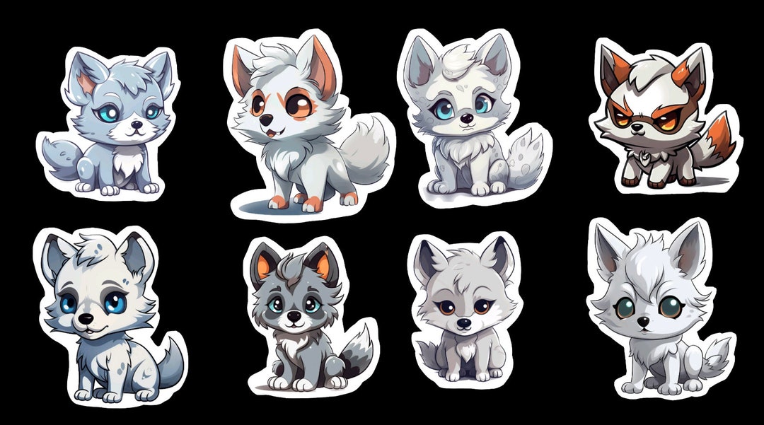 Kawaii Wolf Set of 24 Stickers, Sticker, Journal Sticker, Die Cut ...