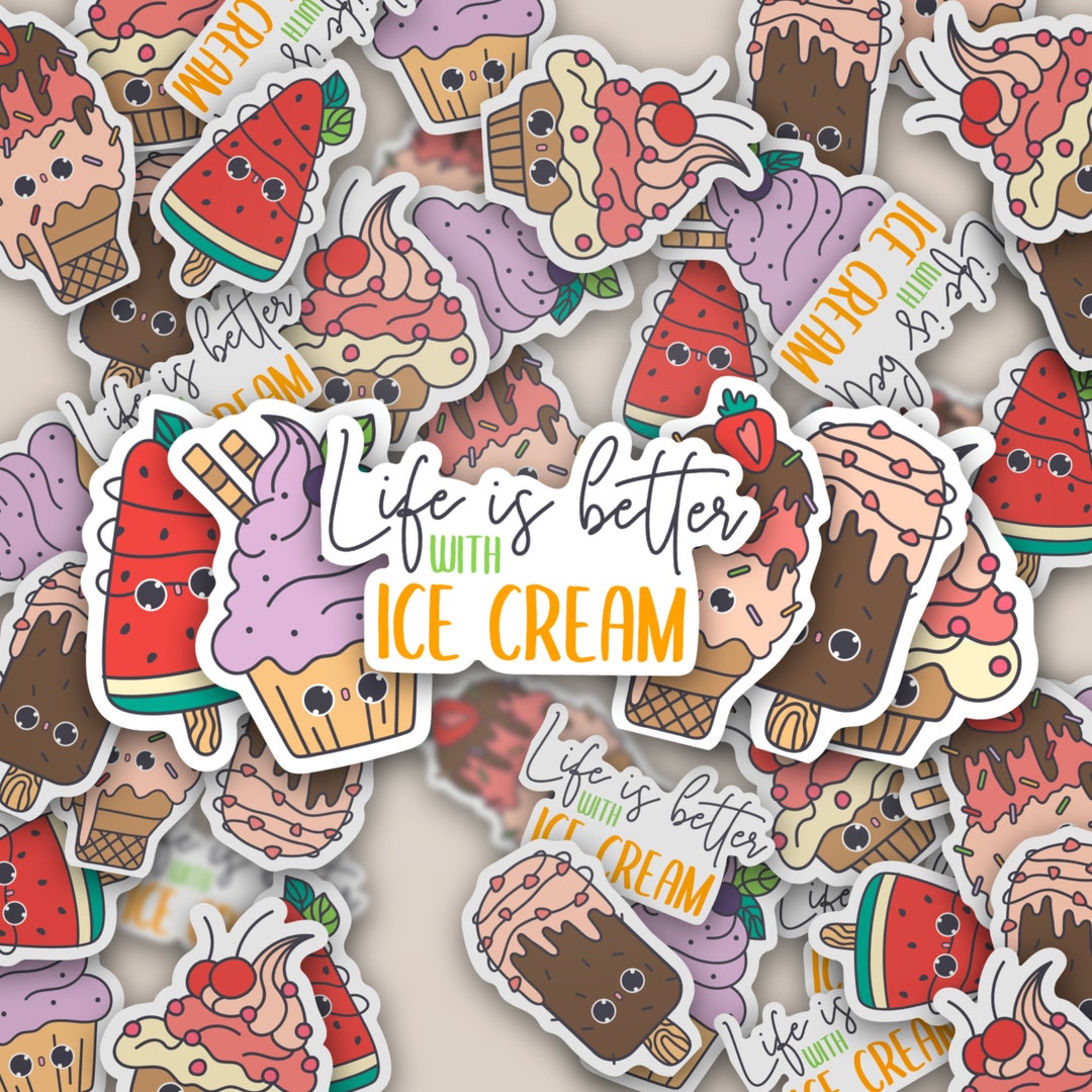Kawaii Ice Cream Stickers, Set of 36 Stickers, Sticker, Laptop Sticker ...