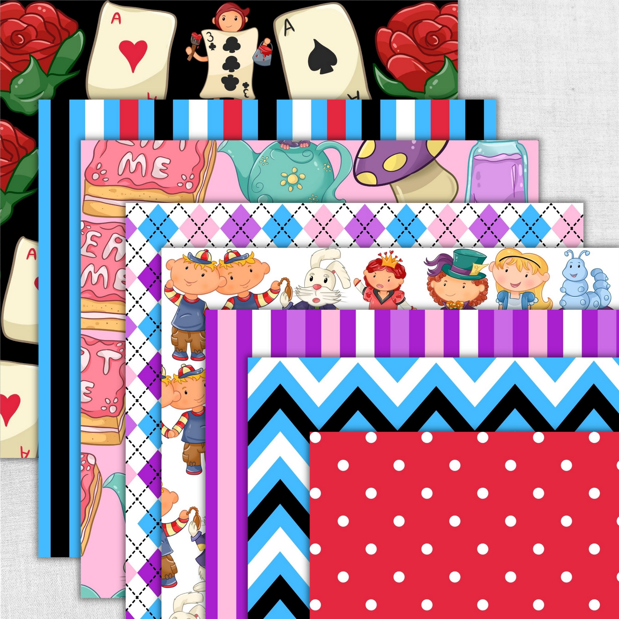 Alice in Wonderland Digital Paper Bundle 12X12 Scrapbook | Etsy