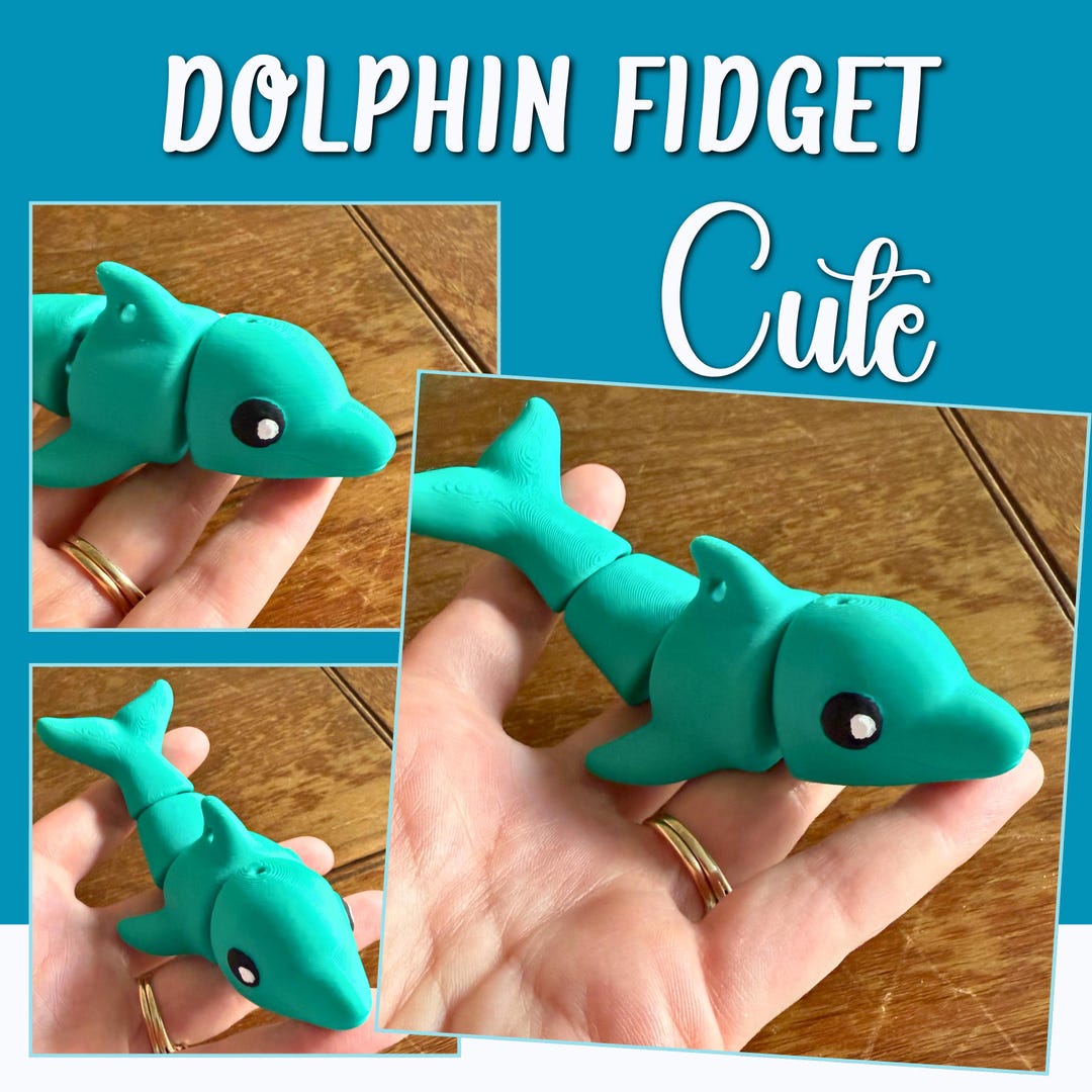 Articulated Dolphin Keychain – 3D Printed Fidget Toy for Kids & Adults ...