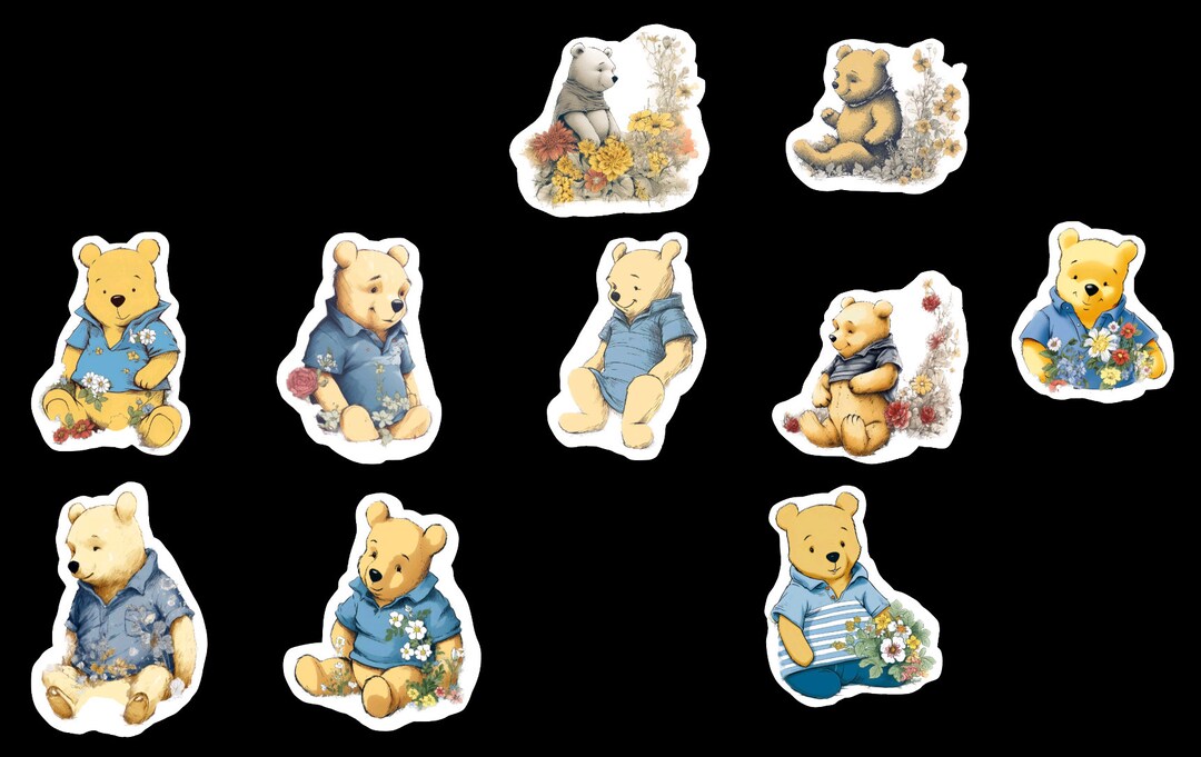 Winnie the Pooh Stickers, Set of 20 Stickers, Sticker, Journal Sticker ...