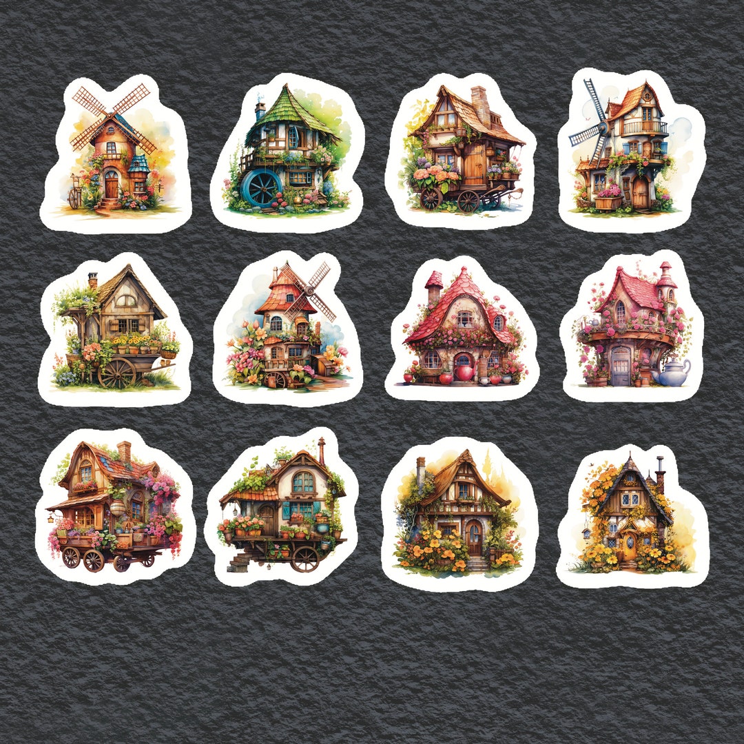 Gypsy Cottage Stickers, Set 24 Stickers, Cottage Stickers, Gypsy ...