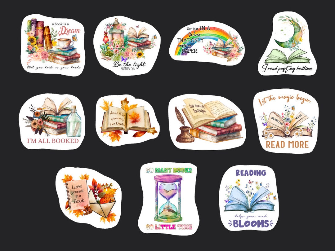 Reading Sayings Stickers, Set of 22 Stickers, Journal Sticker, Die Cut ...