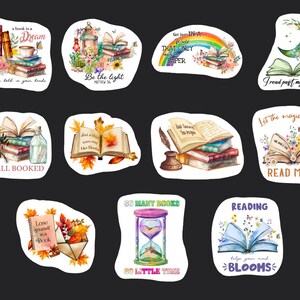 Reading Sayings Stickers, Set of 22 Stickers, Journal Sticker, Die Cut ...