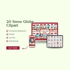 20 PNG Christmas Clipart | Cute Christmas Snow Globe | Digital Download ...