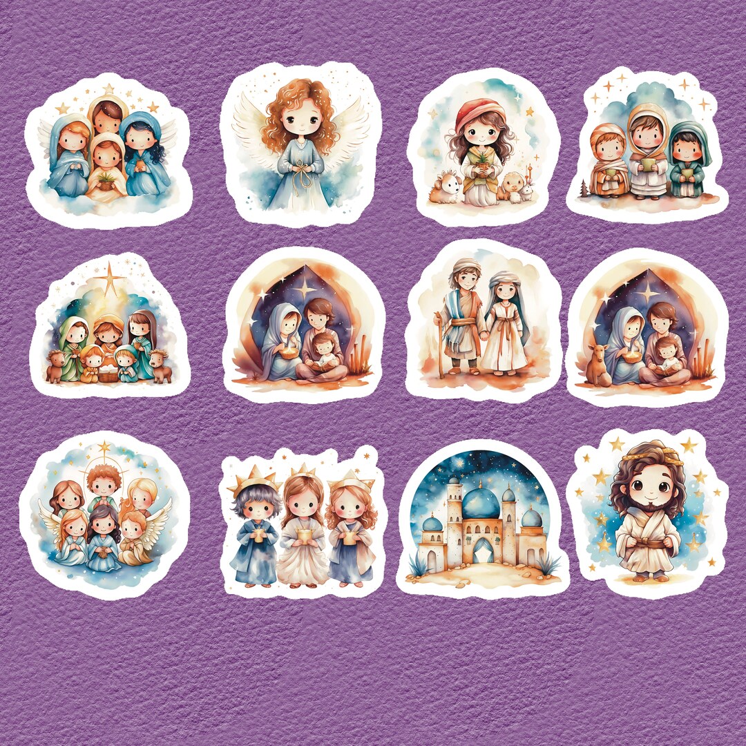 Nativity Stickers, Set of 24 Stickers, Jesus Stickers, Church Stickers ...