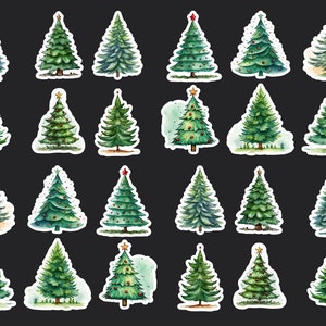 Christmas Tree Stickers, Set of 24 Stickers, Christmas Stickers ...