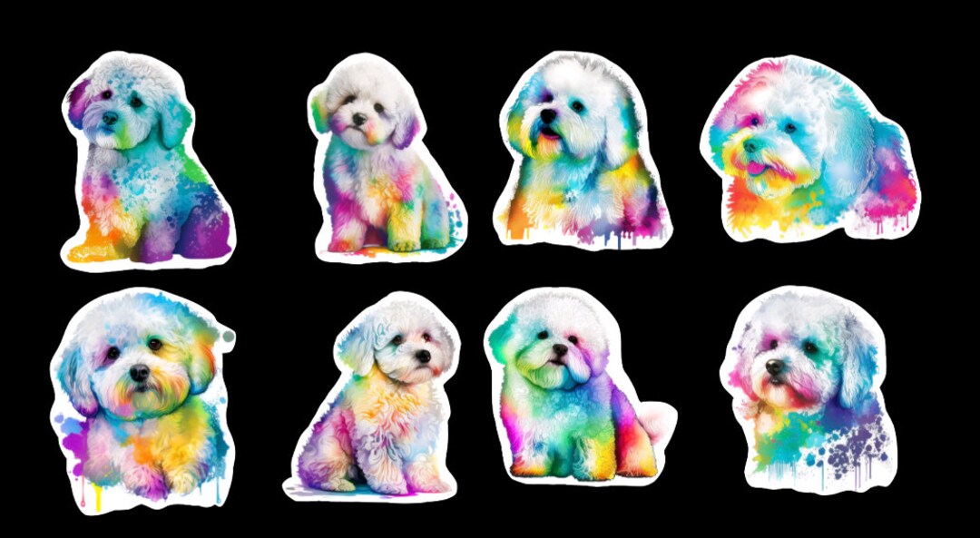 Bichon Frise Tie Dye, Set of 24 Stickers, Sticker, Journal Sticker, Die ...