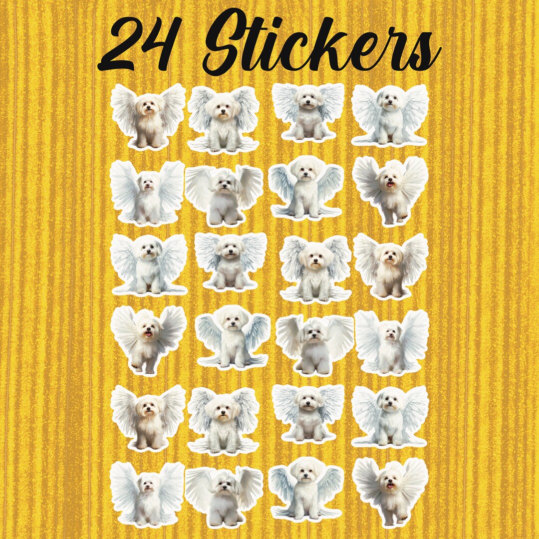 Maltese Angel Stickers, Set of 24 Stickers, Heaven Stickers, Angel Wing ...