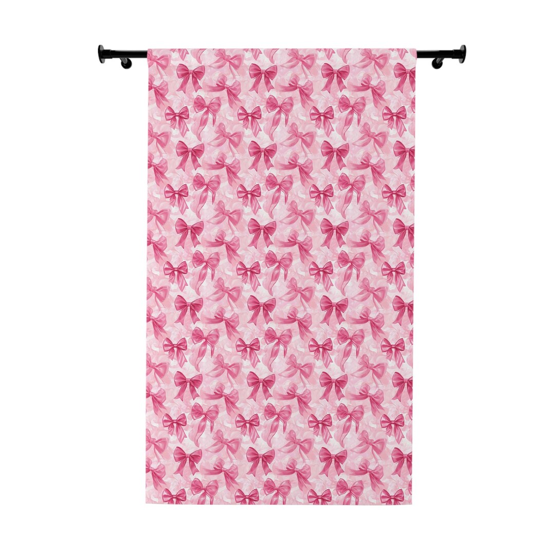 Bright Pink Coquette Bow Window Blackout, Window Curtain Matching Decor ...