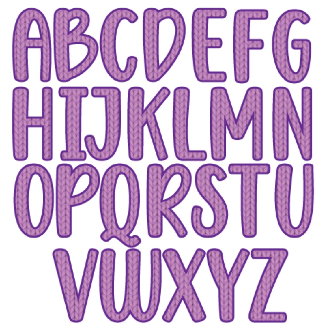 Lilac Knit Letters PNG Crochet Font SVG Clipart Alphabet - Etsy