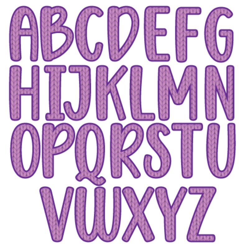 Lilac Knit Letters PNG Crochet Font SVG Clipart Alphabet - Etsy