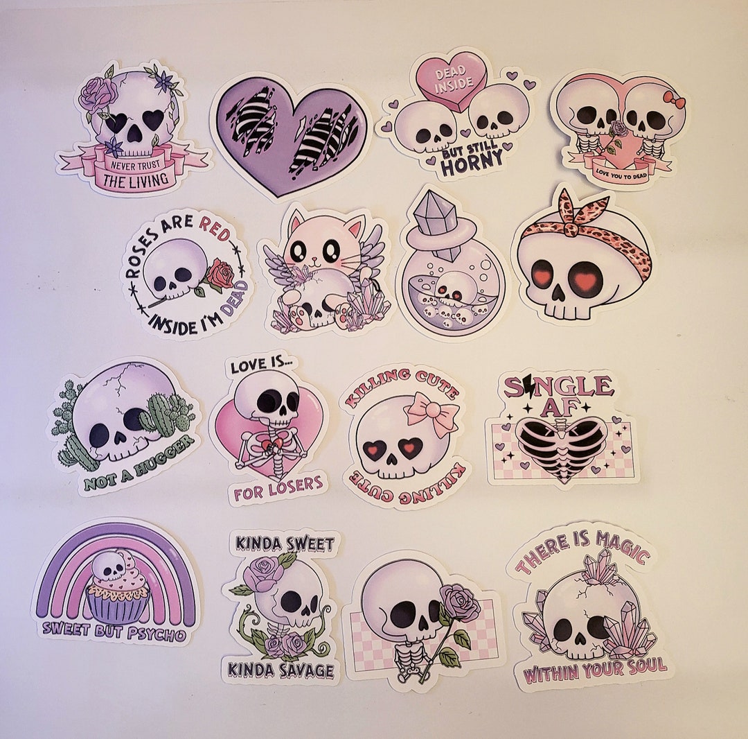 Chibi Skull Set of 32 Stickers, Sticker, Journal Sticker, Die Cut ...