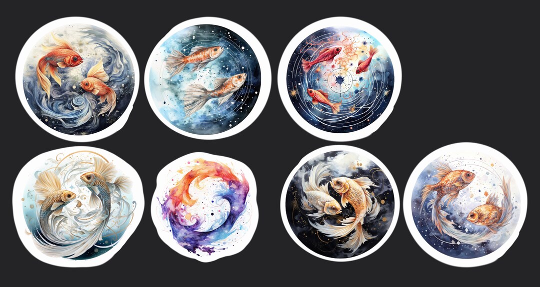 Pisces Stickers, Set of 21 Stickers, Journal Stickers, Die Cut Stickers ...
