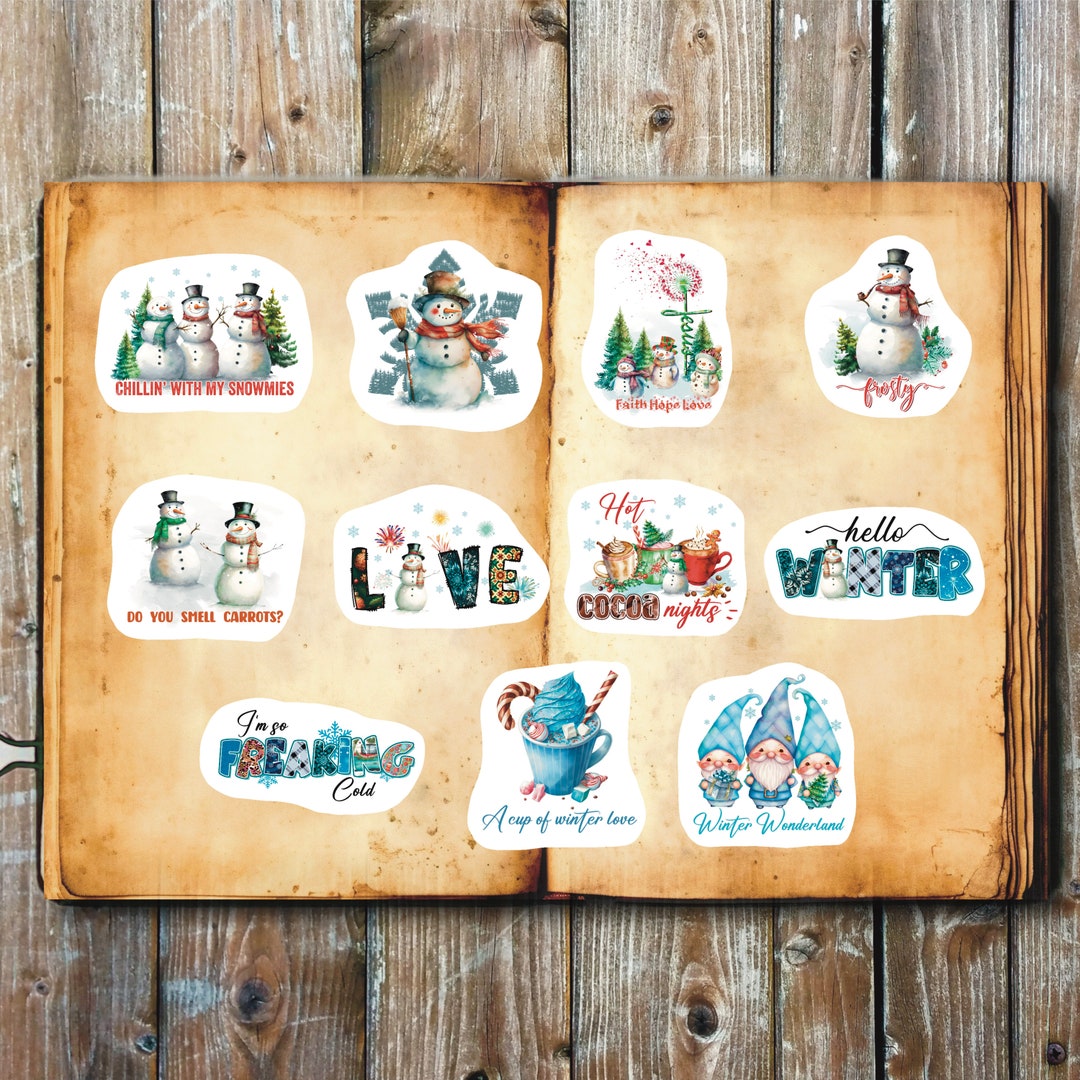 Snowman Sayings Stickers, Set of 22 Stickers, Journal Sticker, Die Cut ...
