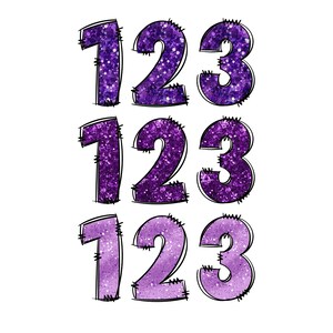 Purple Glitter Doodle Letters PNG With Doodle Outline, Clipart Alphabet ...