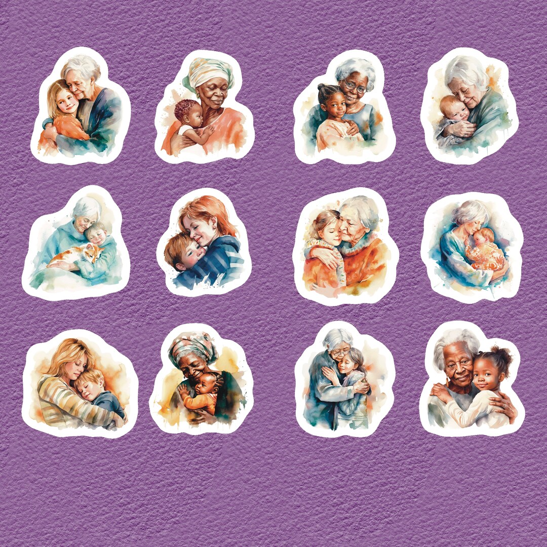 Grandma Stickers, Set of 24 Stickers, Grandma and Baby Stickers, Baby ...