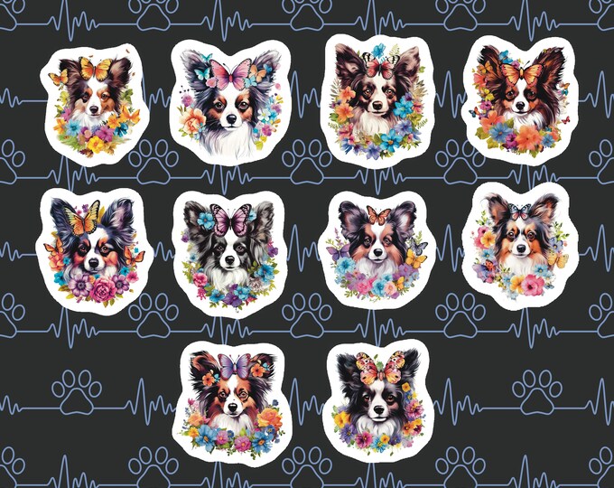 Papillon Dog Stickers, Set of 20 Stickers, Puppy Stickers, Dog Sticker ...