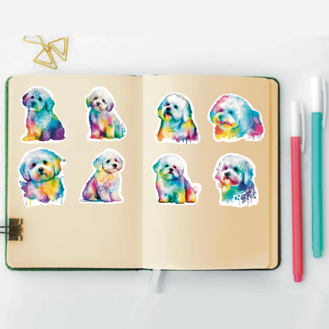 Bichon Frise Tie Dye, Set of 24 Stickers, Sticker, Journal Sticker, Die ...