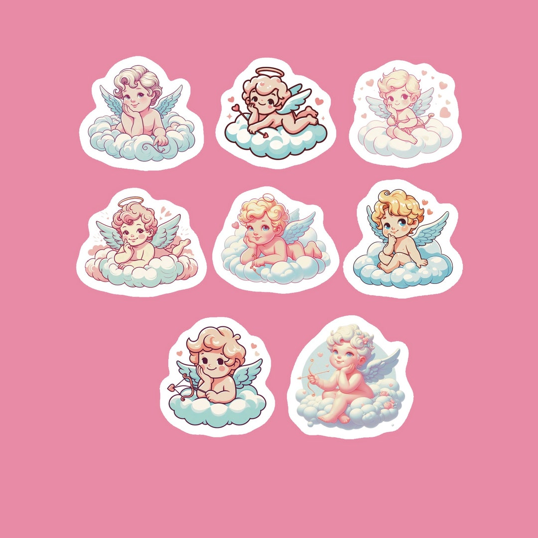 Valentine Cupid Stickers, Set of 24 Stickers, Cupid Stickers, Valentine ...