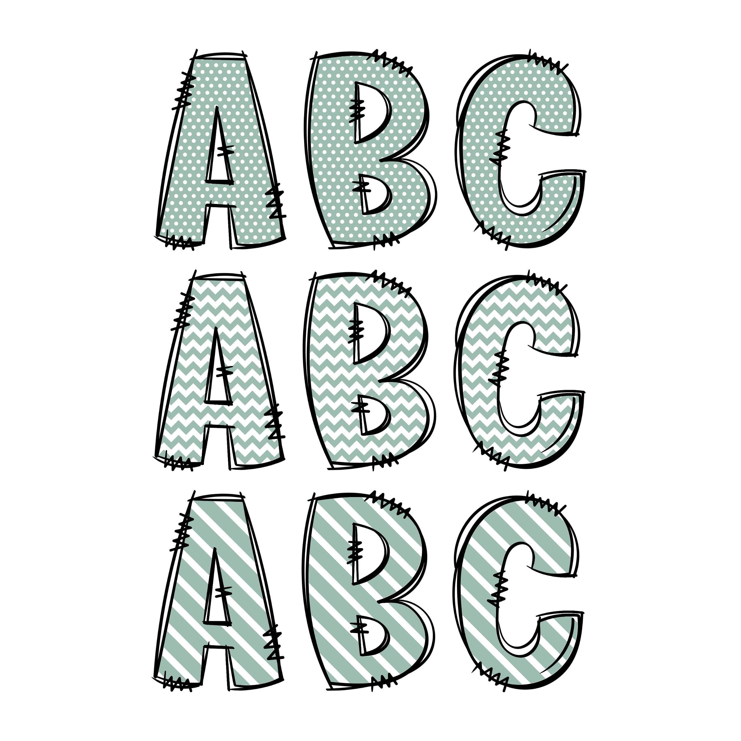 Sage Doodle Letters PNG With Doodle Outline, Swiss Dot Clipart Alphabet ...