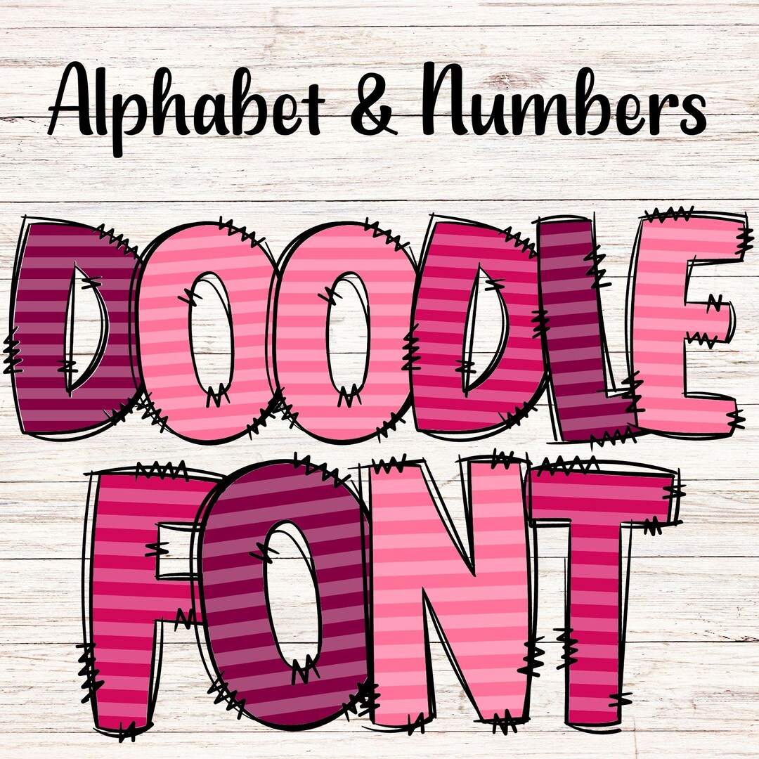 Pink Wide Stripe Doodle Letters PNG With Doodle Outline, Clipart ...