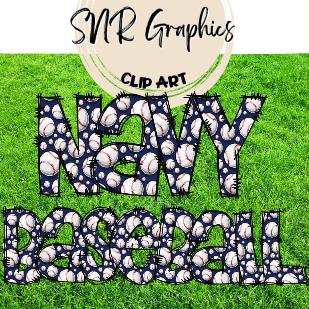 Navy Baseball Doodle Letter & Number PNG , Sport Sketch Font ...