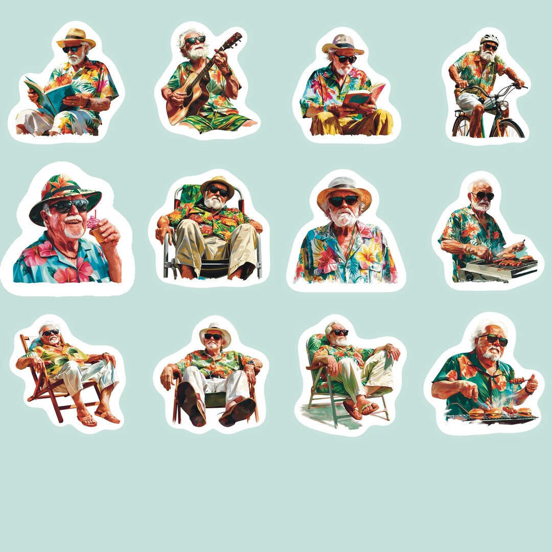 Grandpa Vacation Stickers, Set of 24 Stickers, Geriatric Stickers ...