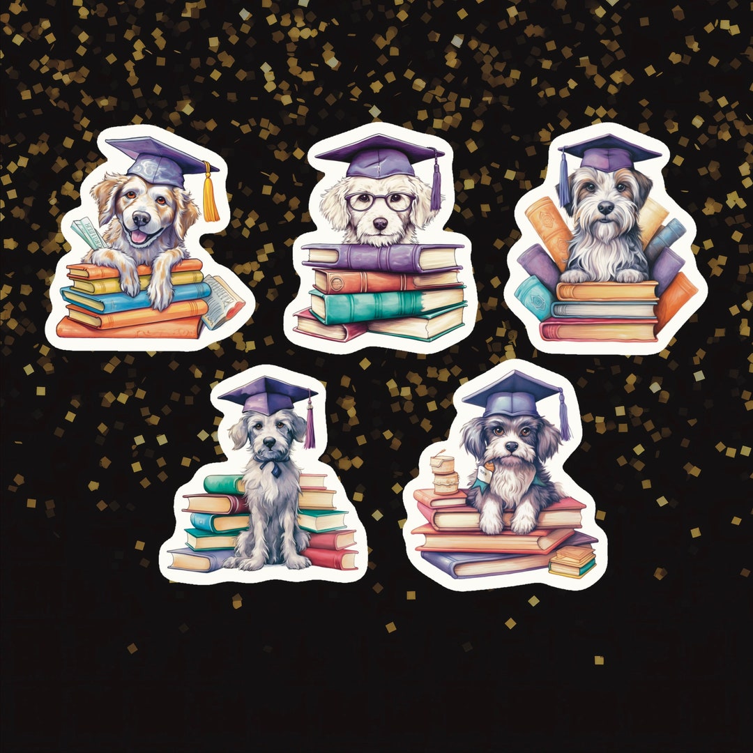 Scruffy Dog Graduation Stickers, Set of 20 Stickers, Dog Sticker ...