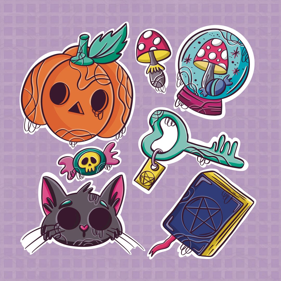 Spooky Weird Set of 21 Stickers, Sticker, Journal Sticker, Die Cut ...