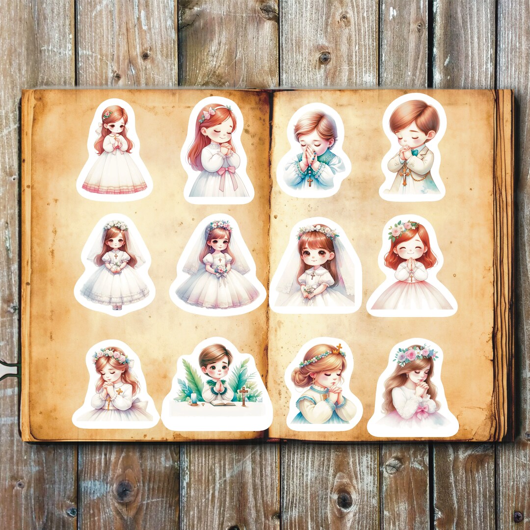 First Communion Stickers, Set 24 Stickers, Boy/girl Stickers, 1st ...