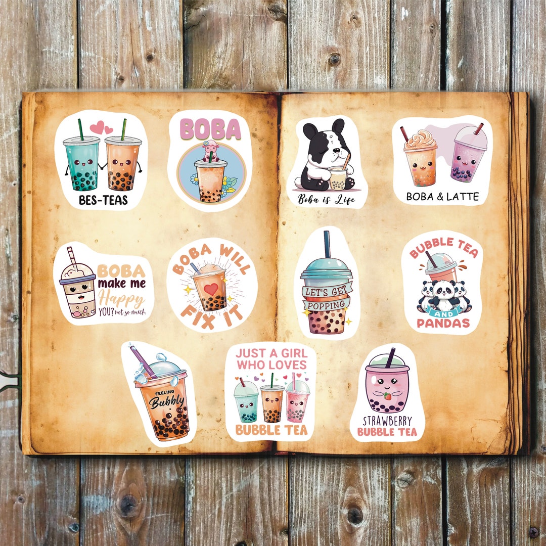 Boba Tea Sayings Stickers, Set of 22 Stickers, Journal Sticker, Die Cut ...