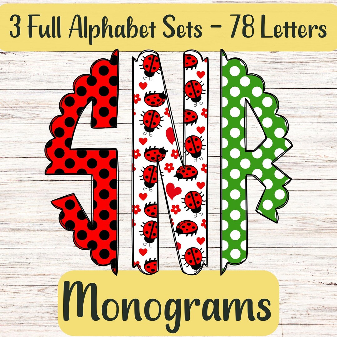 Ladybug Scalloped Monogram Letters PNG, Spring Clipart Alphabet Font ...