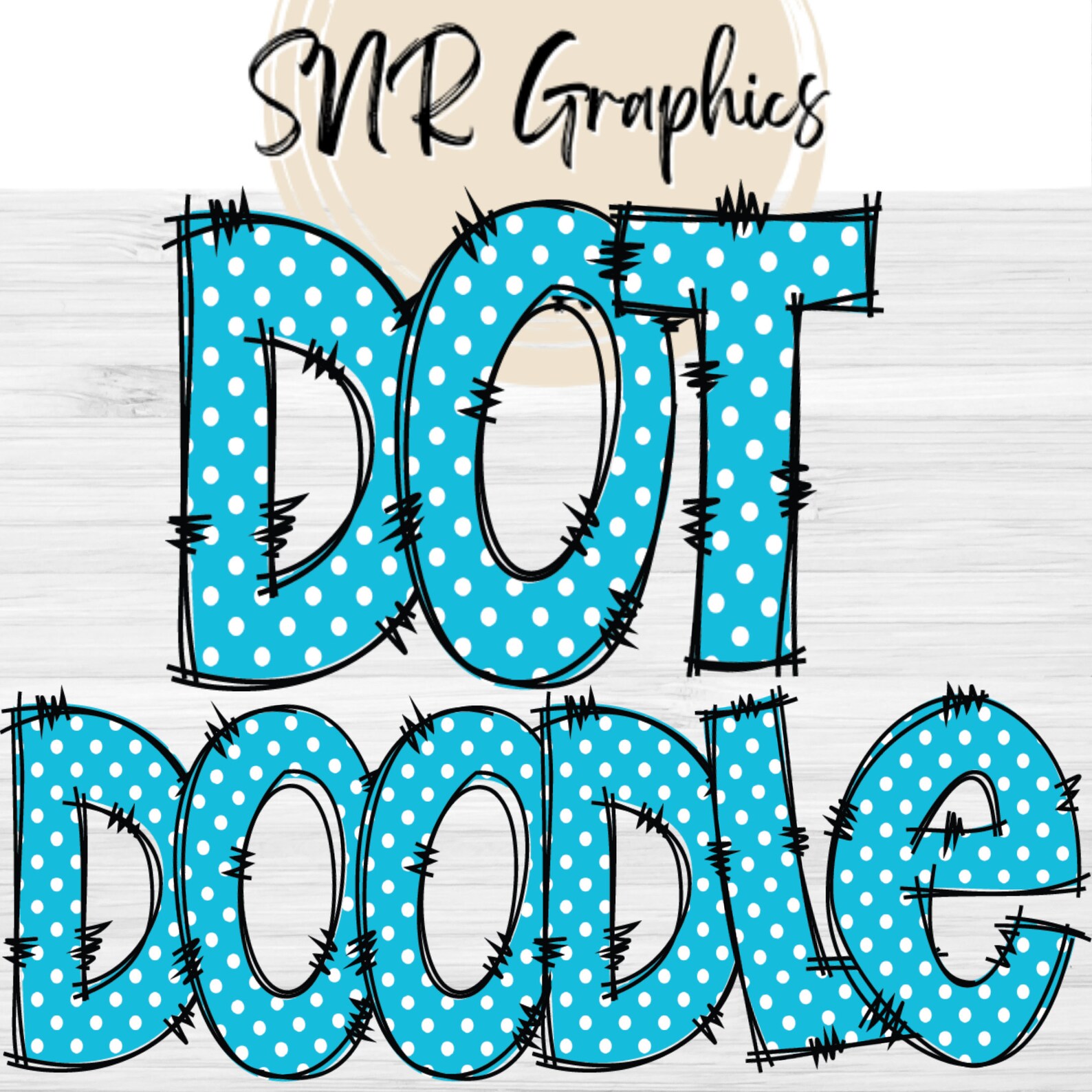 Sky Blue Polka Dot Doodle Letters PNG With Doodle Outline - Etsy
