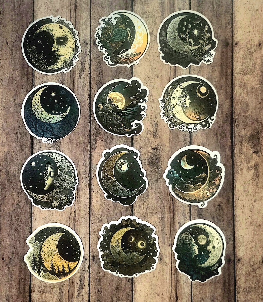 Celestial Moon Set of 12 Magnets, Magnet, Boho Magnet, Witch Magnets ...