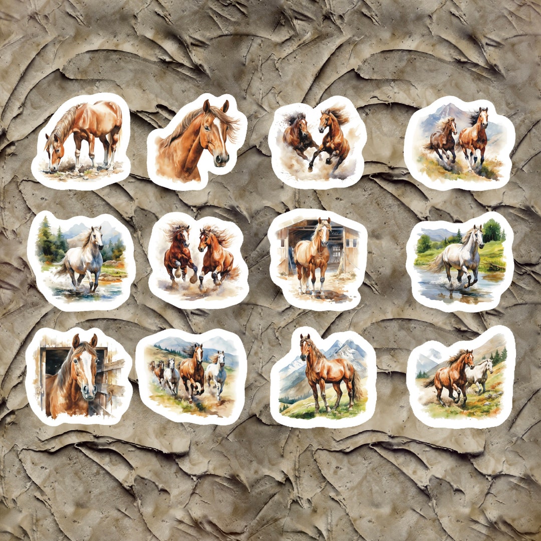 Horse Stickers, Set of 24 Stickers, Equestrian Stickers, Farm Stickers ...