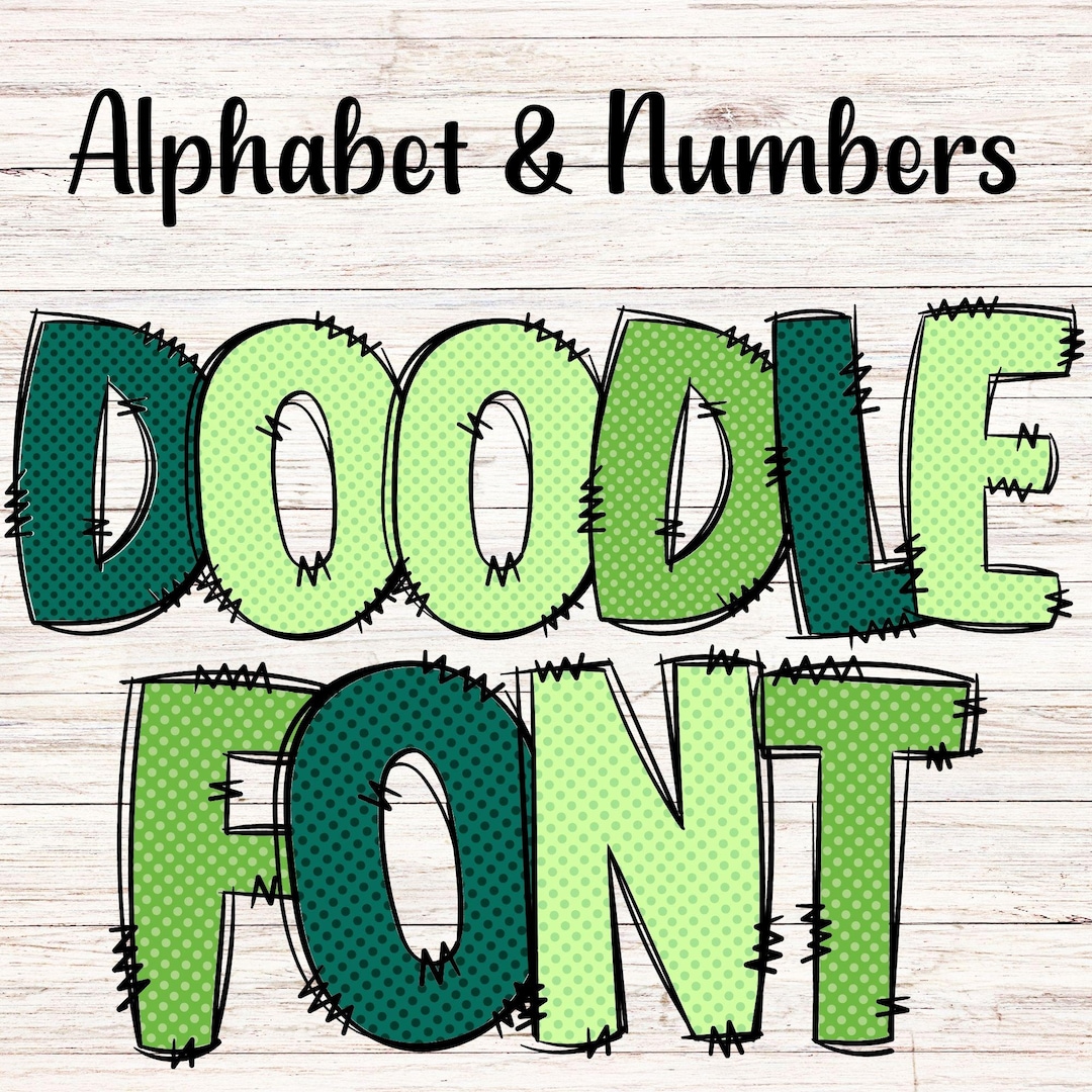 Green Polka Dot Doodle Letters PNG With Doodle Outline, Clipart ...