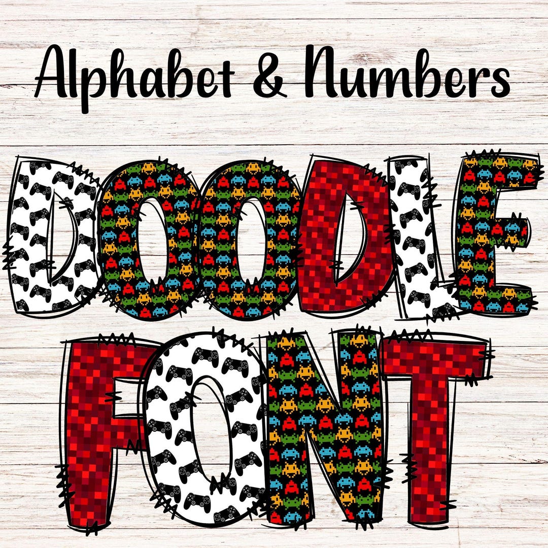 Galaxy Alien Shooter Game Doodle Letters PNG With Doodle Outline, Video ...