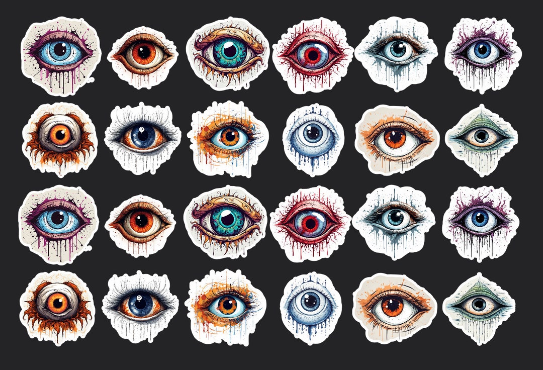 Eye Stickers, Set 24 Stickers, Sticker, Journal Sticker, Die Cut ...
