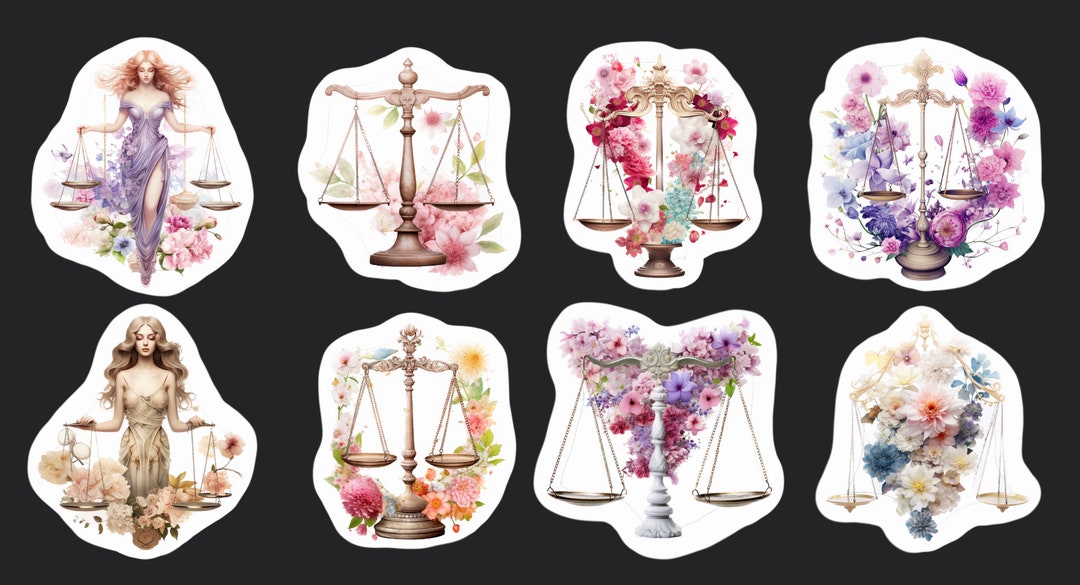 Libra Stickers, Set 24 Stickers, Journal Sticker, Die Cut Stickers ...