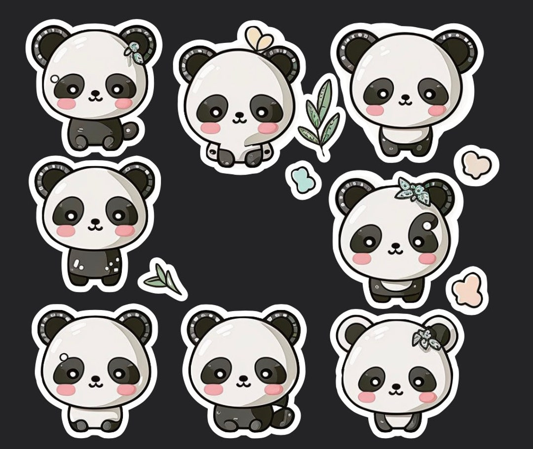 Panda Stickers, Set 24 Stickers, Journal Sticker, Die Cut Sticker ...